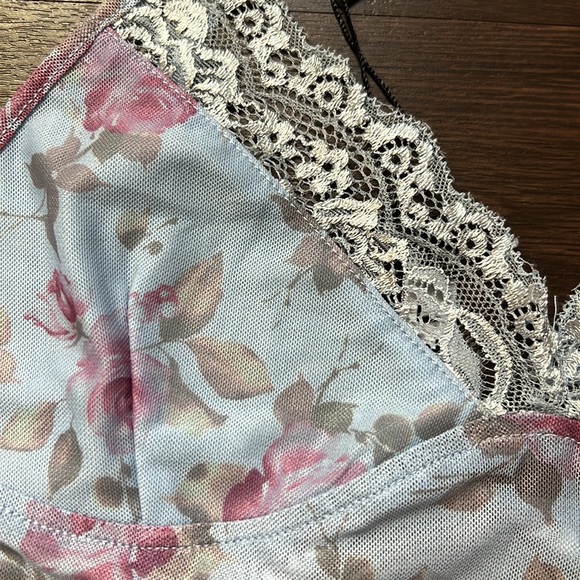 Motel Rocks | Tops | Pink And Blue Rose Motel Rocks Laced Spaghetti Top ...